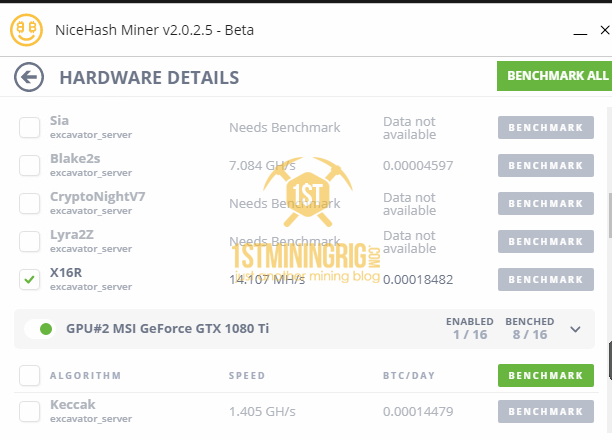X16R available at NiceHash - 1st Mining Rig